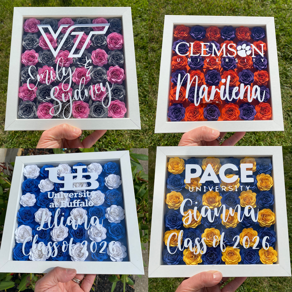 Personalized College Flower Shadow Box| High School Graduation| Decisi ...